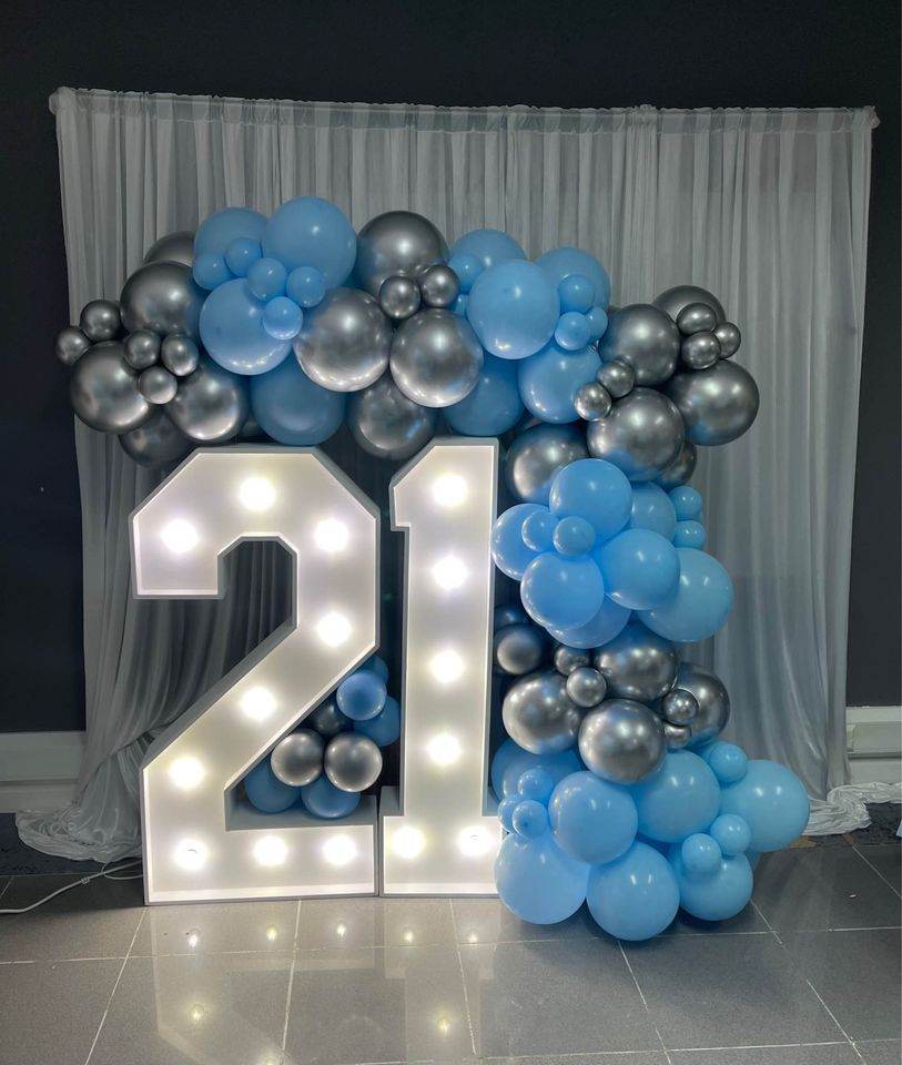 Light up 4 ft wooden numbers to hire – Eternity Party Express