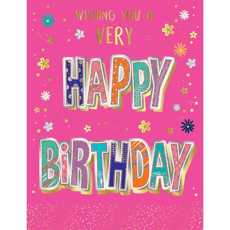 Pink Happy Birthday Greeting Card – Eternity Party Express